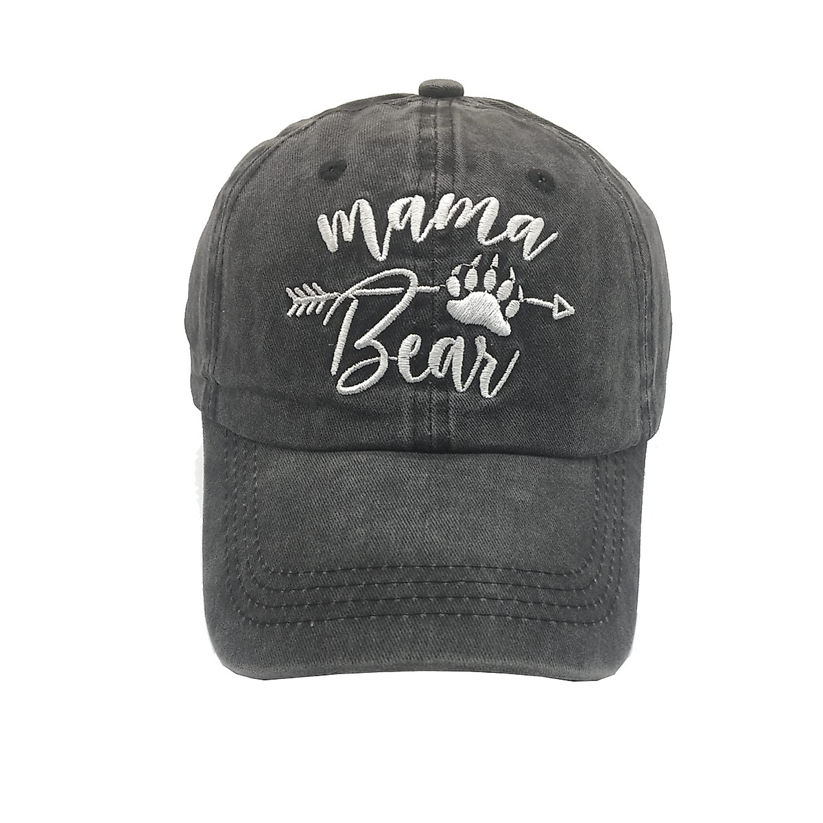 LOKIDVE Women's Mama Bear Arrow Baseball Hat Embroidered Washed Denim Mom Cap