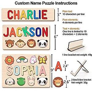BeneCharm Name Puzzle for Kids Personalized, First Birthday Gifts for Boys Girls - Name Puzzles for Toddlers 1-3 with Engraved Text on Back, Personalized Baby Toys