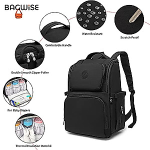 bagwise Unisex Diaper Bag Backpack, Large Baby Bag with Insulated Pockets Water-Repellent Mom and Dad Maternity Bag Large Capacity (Black)
