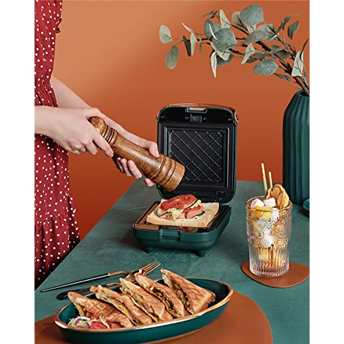 3-in-1 Sandwich Waffle Eggette Maker Portable Cooking Non-stick Coated Detachable Bakeware Plates Electric Panini Press Double-sided Heating Breakfast Toaster