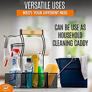 Superior Trading Co. Steel Caddy For Organizing Paper Towels, Condiments, Tools for Grill, BBQ, Picnics, Household Cleaning, Garage, Cars Caddy, Black, Large