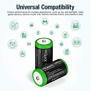 HiQuick D Rechargeable Batteries, 10000mAh 1.2V NiMH Per-Charged D Cell Long Lasting D Size Batteries with Store Boxes(4 Pack)