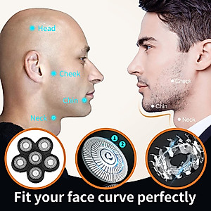 Roziahome Shaver Blade Replacement Heads Waterproof 6 Heads Beard Cutter Replacement Blades Electric Razor Head Easy Install for Head and Face Grey