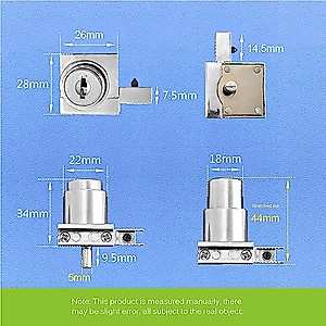 Cabinet Lock Zinc Alloy Office Fittings Multipurpose Metal Latches Door Latch Compact Size Sliding Glass Home Supplies - (Style A, Color: 2 8 2 6 4 4cm)