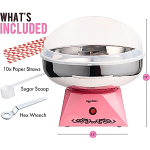 The Candery Cotton Candy Machine with Stainless Steel Bowl 2.0 and Floss Bundle- Flossing Sugar Floss Candy for Birthday Parties Fairs - Includes 3 Floss Sugar Flavors 12oz Jars and 50 Paper Cones