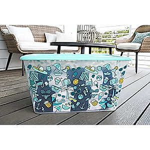 SIMPLYKLEEN 14.5-gal. Reusable Stacking Plastic Storage Containers with Lids, Blue Summer (Pack of 4) Made in the USA