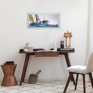 Dporticus Baby Handprint Kit & Footprint Photo Frame for Newborn Girls and Boys, 12 Photo Moments Frame Baby Shower Gifts Set Memorable Keepsake Box Decorations for Room Wall Non Toxic INK (Blue)