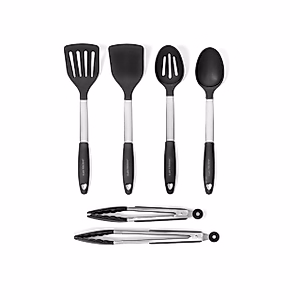 Daily Kitchen Utensil Set Silicone and Stainless Steel - Heat Resistant Cooking Utensils for Non Stick Cookware - Silicone Utensils Cooking Utensil Set - Kitchen Tools and Gadgets - 6-Piece Tool Set