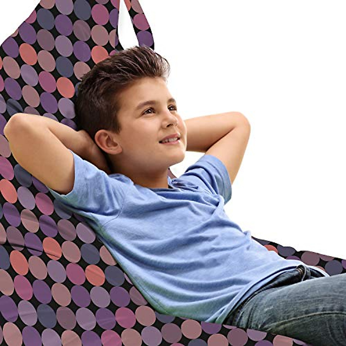 Ambesonne Abstract Lounger Chair Bag, Mosaic Retro Inspired Polka Dots Pattern Pastel Circles with Geometric Design, High Capacity Storage with Handle Container, Lounger Size, Multicolor