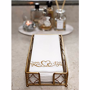 Chez JuJu Gold Elegant Sturdy Guest Napkin Holder | Disposable Paper Hand Towel Storage Tray Caddy | Premium Quality | Bathroom Kitchen Dining Table Wedding Party Hotel Office décor | Indoor Outdoor