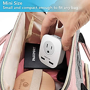[3-Pack] European Travel Plug Adapter, VINTAR International Power Plug Adapter with 2 USB Ports,2 American Outlets- 4 in 1 Travel Essentials to France, Germany, Greece, Italy, Israel, Spain (Type C)
