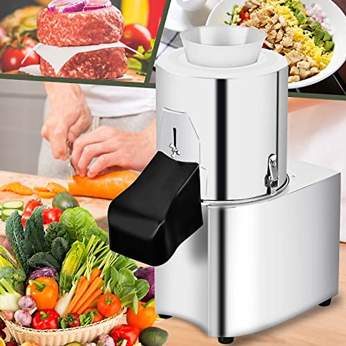 DIYAREA Electric Vegetable Fruit Chopper,550W 110V Commercial Veggies Slicer Grinder Processor Machine with Outlet Baffle for Commercial and Domestic Use
