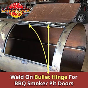 LavaLock 4" BBQ Smoker Bullet 4 in. Hinge 4 inch Hinges Stove Weld-On Pit , Tailgate, Heavy Duty Weld on Hinge. 4" Wide with Zerk Fitting (Grease Fitting)
