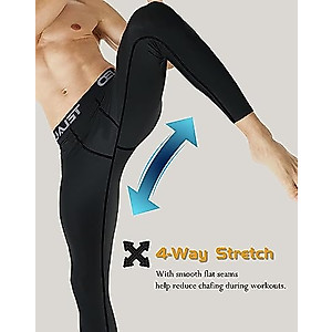 5 Pack Men's Thermal Compression Pants Fleece Lined Sports Tights Athletic Leggings Cold Weather Baselayer Winter Gear L