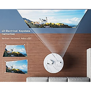 Projector with WiFi and Bluetooth, Mini Projector 5G WiFi Native 1080P 500 ANSI 13000L 4K Support, YZQ Outdoor Projector Max 300'' Screen for Home Teather, Gaming and iOS and Android Phones, TV Stick