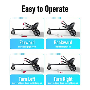 Gyroor Hoverboard Seat Attachment K1, Hover Board Accessory Go Kart with Adjustable Frame Length Compatible with 6.5'' 8'' 10'' Hoverboard, Best Hoverboard Go Kart for Kids and Adults-Black