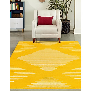 Unique Loom Kai Collection Area Rug - Warrior (4' x 6' Rectangle Yellow/Ivory)