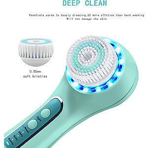 UMICKOO Face Scrubber Exfoliator,Facial Cleansing Brush Rechargeable IPX7 Waterproof with 5 Brush Heads,Electric Face Spin Brush for Exfoliating, Massaging and Deep Cleansing