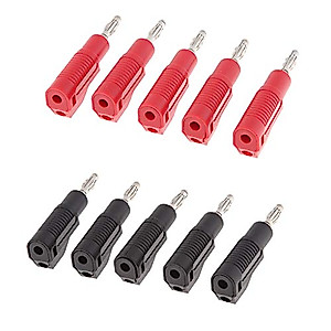 Gazechimp 10PCS Unshrouded 4mm Male Sheath Stackable Banana Plug Red & Black
