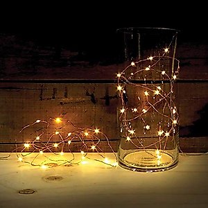 2 Sets of ATTAV LED String Lights with Timer, Battery Operated 20 Micro LEDs on 7 Feet Ultra Thin Copper Wire, Starry String Lights Fairy Lights for Bedroom Christmas Party Wedding Dancing(Warm White)