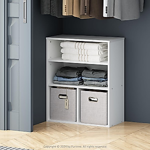 Furinno Reed 3 Tier Multipurpose Open Shelf Clothing & Closet Storage Organization, White