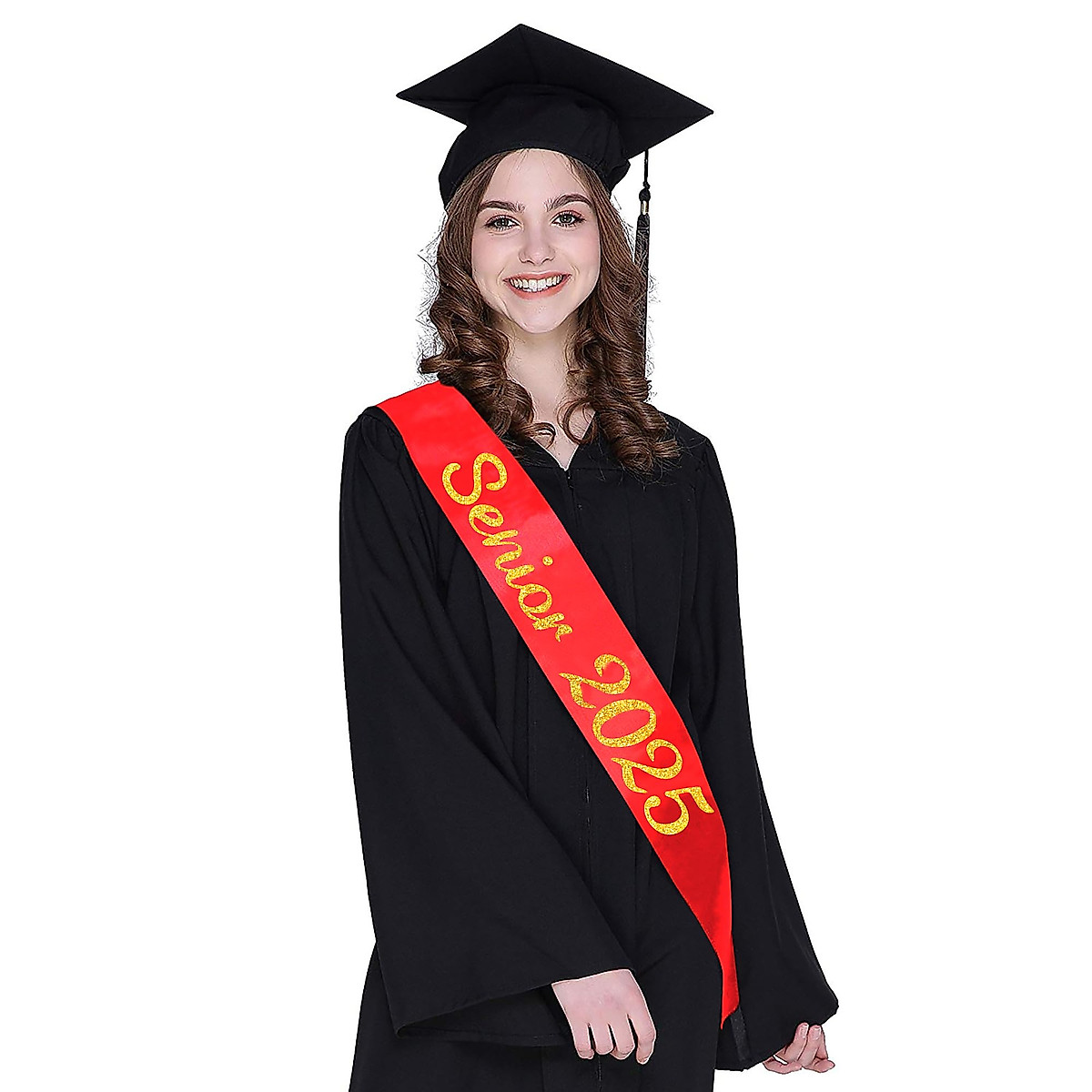 Red Senior 2025 Satin Sash - 2025 Graduation Sash - Finally Graduated - Senior Cheer Sash - Cheerleader Sash - Competition Sash