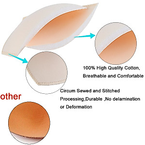 SERMICLE Bra Inserts 4 Pairs, Bra Pads Sewed Stitched Removable for Sports Bra B/C,C/D & D/E Cup Optional (Beige Semicircle, D/E Cup)