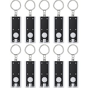 Uniclife 10 Pack Mini LED Keychain Flashlight 12 Lumen Portable Ultra Bright Light Battery Powered Flat Black Torch for EDC Outdoor Camping Hiking and Emergency Lighting (Batteries Included)