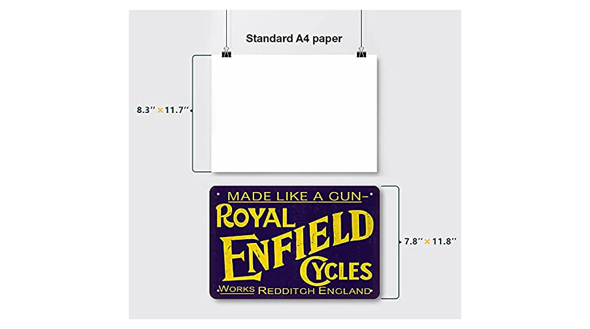 Royal Enfield Retro Metal Tin Sign - Classic Wall Decor 8x12 Inches