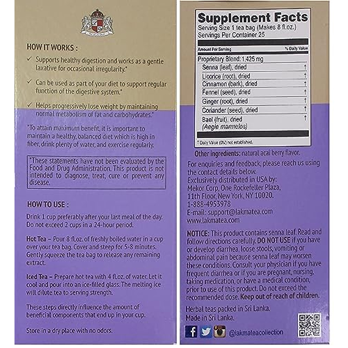 Lakma Super Cleanse Tea with Acai Berry - 25 Tea Bags