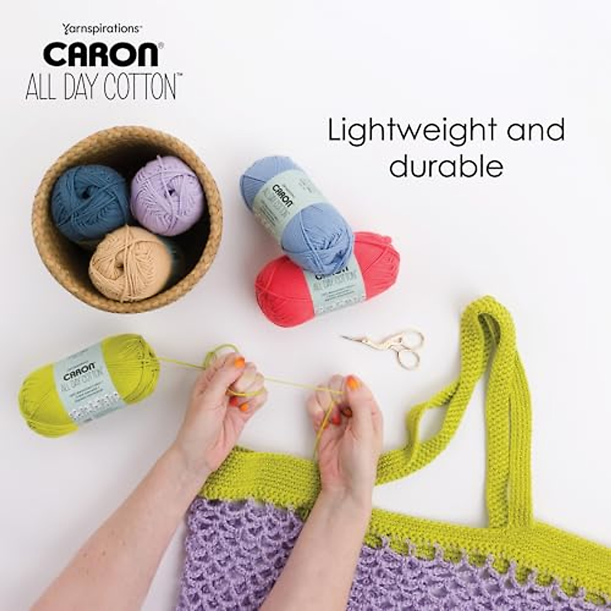 Caron All Day Cotton - 3 Pack of 173 Yards/3.52 oz Eyes Blue 100% Mercerized Cotton Yarn