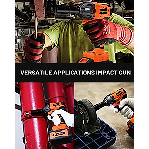 Heywork Power Cordless Impact Wrench,1/2" Impact Gun Max Torque 260Ft-lbs (350N.m) 3700RPM,21V Electric Impact Drill Driver Kit For Car/Home 2*4.0A Li-ion Battery and Fast Charger,6Pcs Sockets