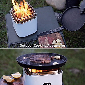 Warmbond Tabletop Fire Pit - Portable Mini Table Top Firepit for Outdoor and Patio, Fueled by Pellets, Wood, Charcoal, 304 Stainless Steel, 6.3x6.6in, White