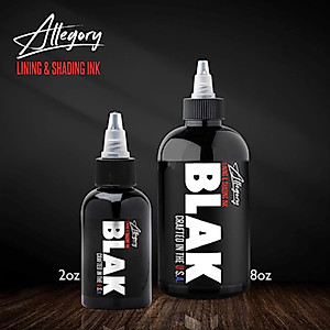 Allegory Tattoo Ink – Blak, Premium Black Tattoo Ink, Perfect for Lining and Shading, Smooth, Consistent Pigment, Vegan Friendly Tattoo Color, Organic Ink, Crafted in The USA, 2 oz