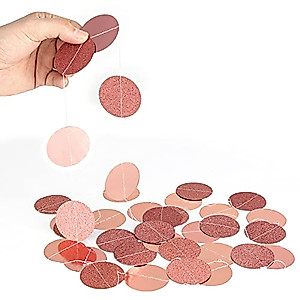 Ponoah Rose Gold Party Decorations, Hanging Streamers for Bachelorette Party Decorations, Rose Gold Paper Garland for Birthday Party Decoration