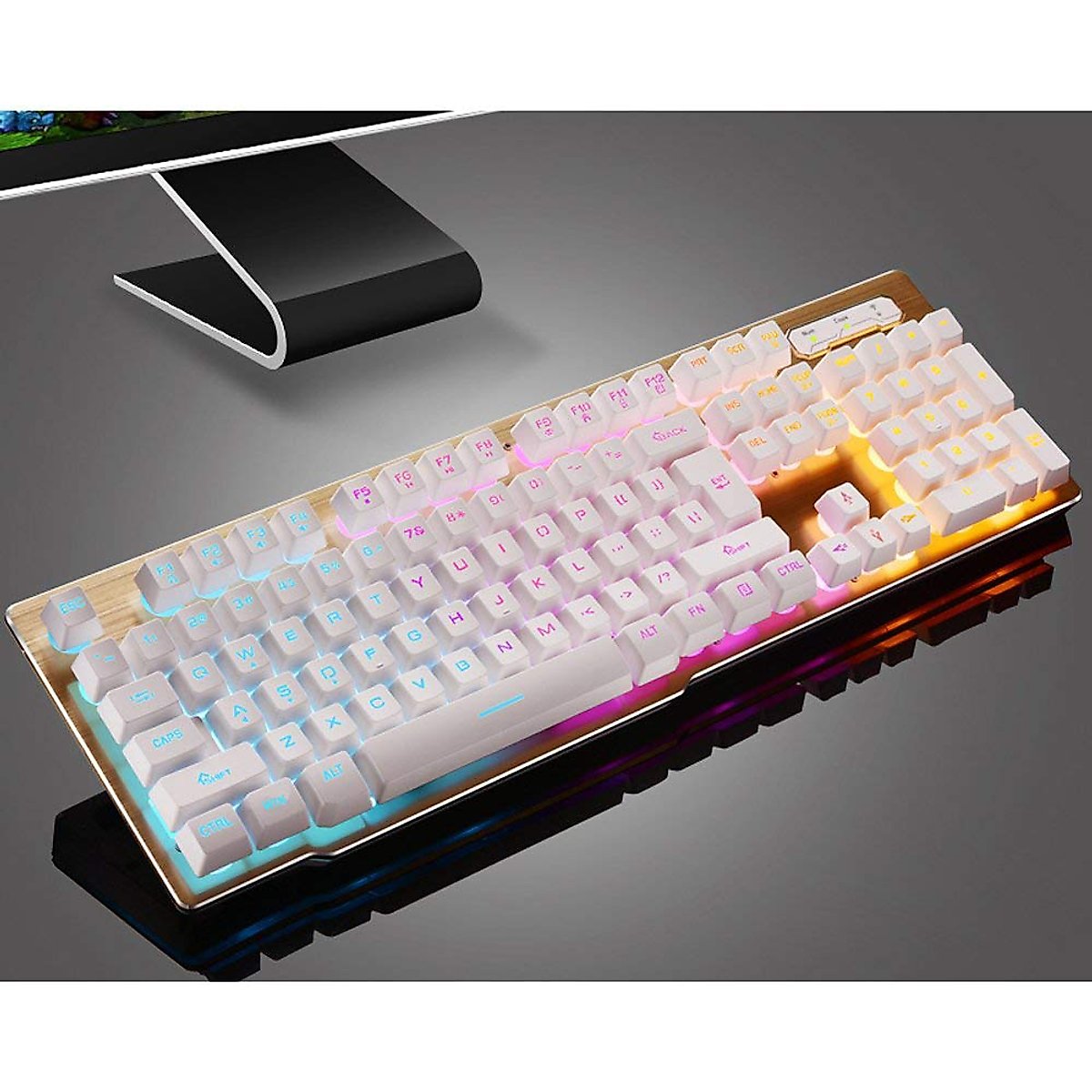 Backlit Keyboard,Wireless Fast-Charging Keyboard Suspended Keycap Illuminated Mechanical Feel Gaming Keyboard 104 Keys for Laptop Desktop PC (White)