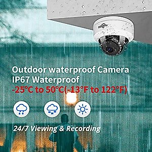 Hiseeu 5MP PoE Dome Security Camera with Audio, IP Network Camera for Indoor Outdoor Security,Add-on PoE Security Camera Waterproof, Mobile Remote Access,Super HD Night Vision
