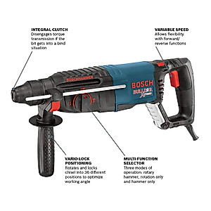 BOSCH 11255VSR Bulldog Xtreme 8 Amp 1 Inch Corded Variable Speed SDS-Plus Concrete/Masonry Rotary Hammer