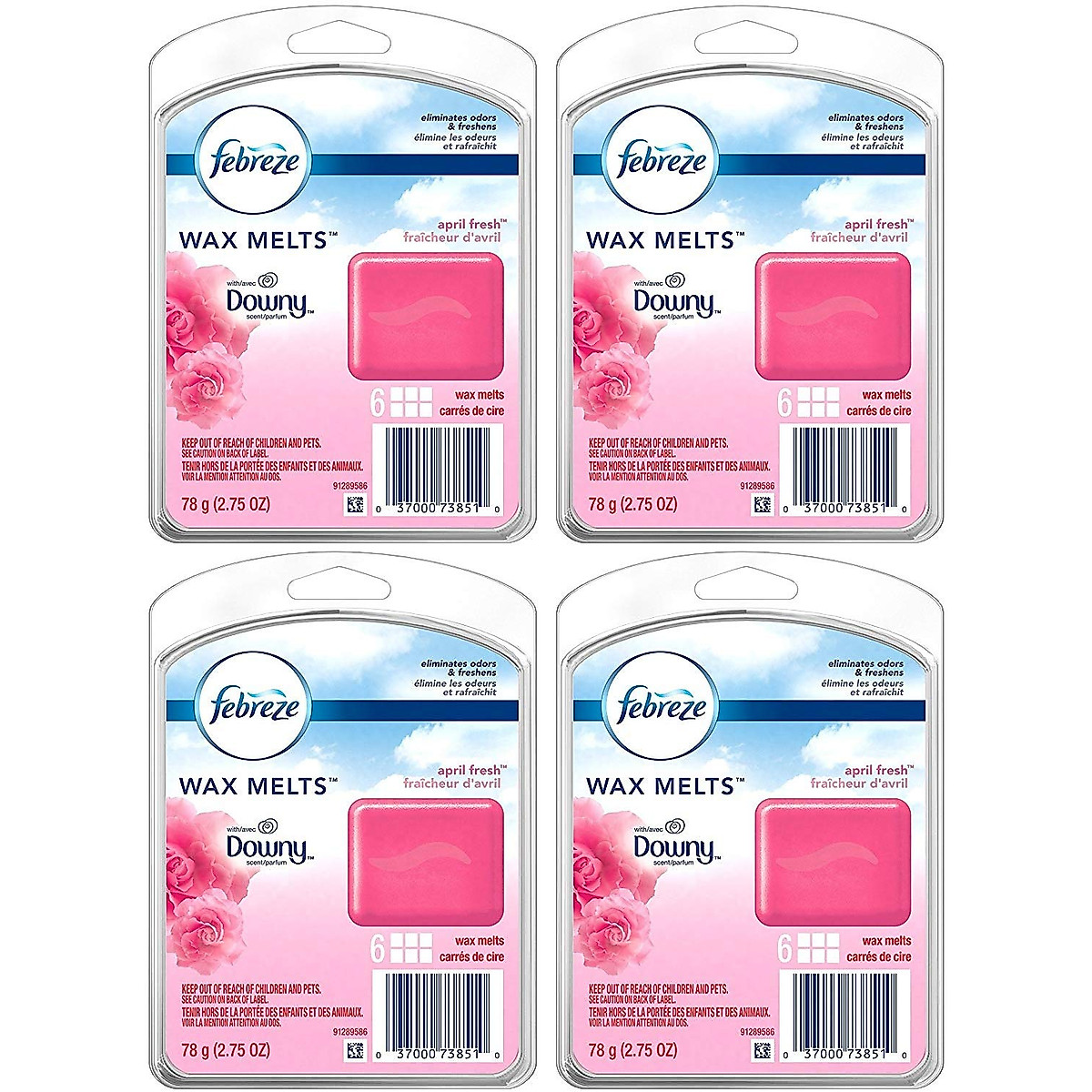 Febreze Wax Melts Air Freshener - with Downy April Fresh Scent - Net Wt. 2.75 OZ (78 g) Per Package - Pack of 4 Packages