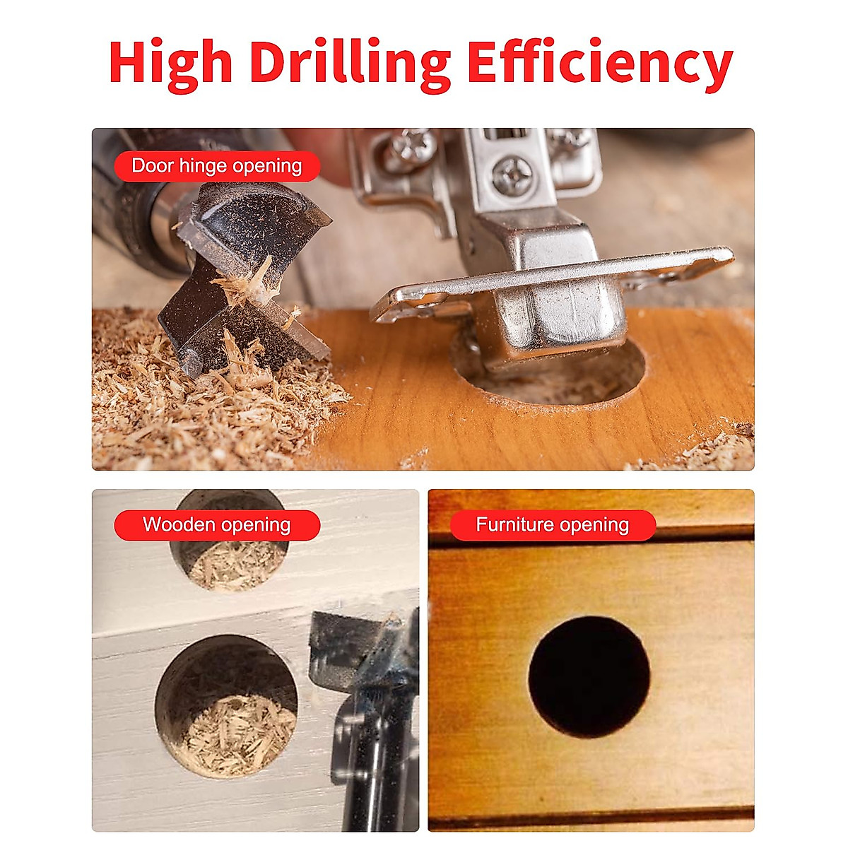 Rocaris 20Pcs Forstner Drill Bits, Tungsten Steel Woodworking Hole Saw Set, Wood Cutter Auger Opener Round Shank Drilling Cutting Tool (14mm-50mm)