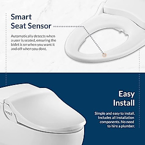 Bio Bidet Slim Two Electric Bidet Toilet Seat Round, Warm Water, Heated Seat, Night Light, Front and Rear Wash, Wireless Remote Control, White