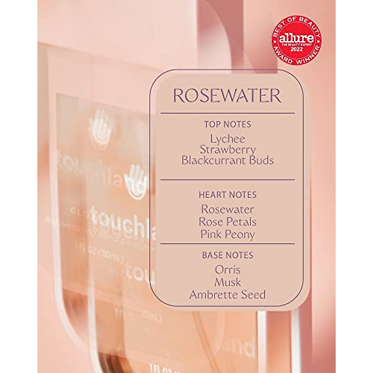 Touchland Glow Mist Rejuvenating Hand Sanitizer | Rosewater Scented | 500-Sprays each, 1FL OZ (Set of 1)