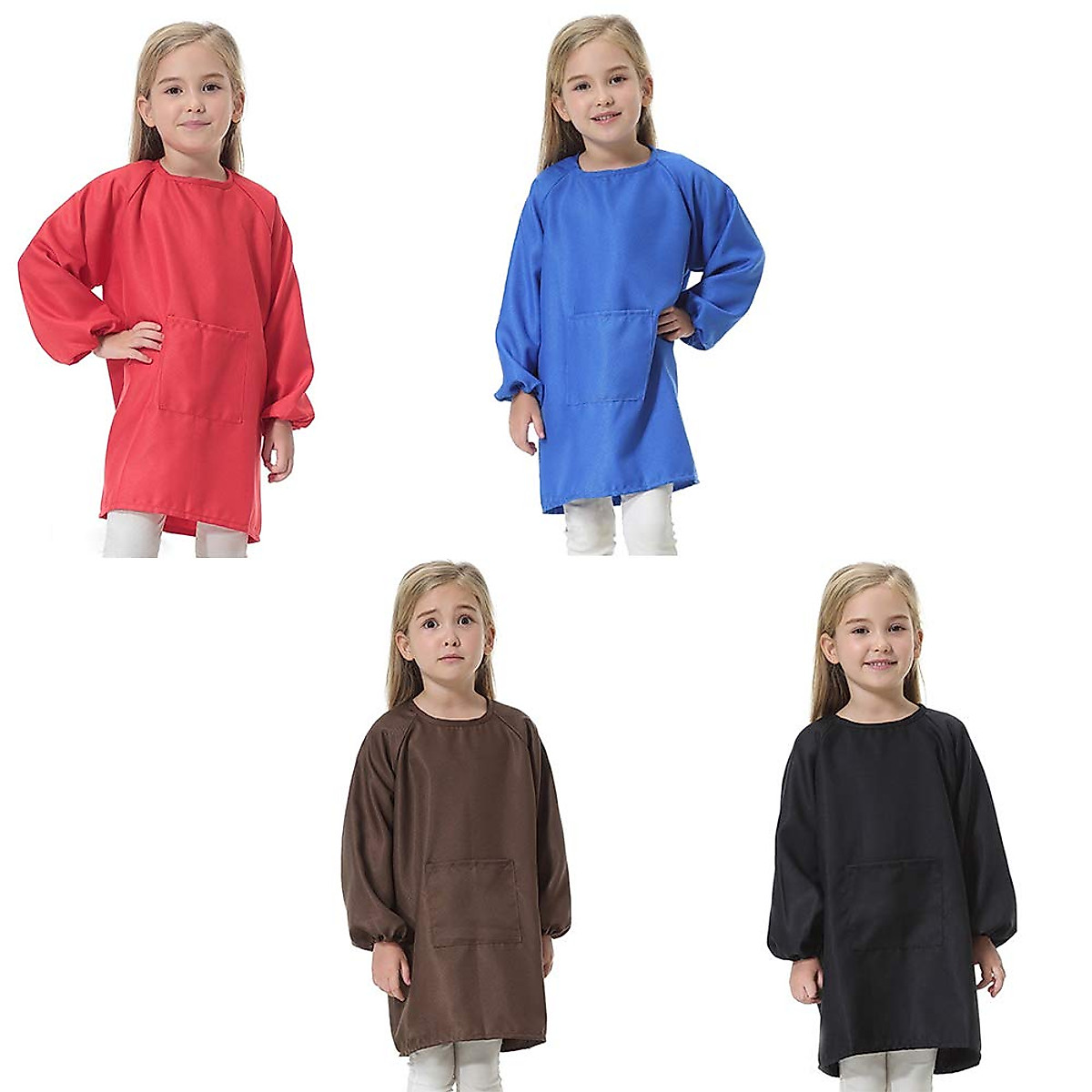 Kakalote Kids Art Smocks, Children Water Proof Artist Painting Aprons Long Sleeve with Pocket for Classroom,Kitchen, Community Event, Crafts & Art Painting Activity(Black,Size:M)