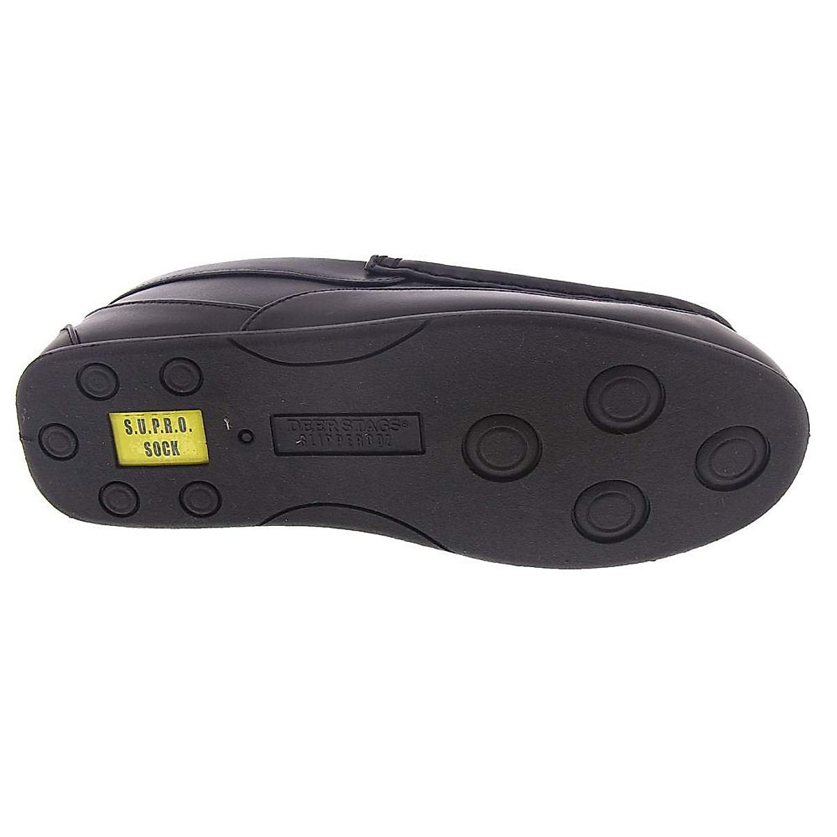 Deer Stags Men's Spun Slipper, Black Faux Leather, US Men's 16 Med