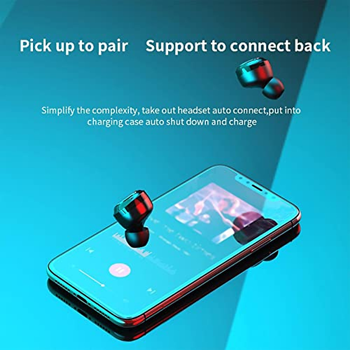 Wireless Earbuds Bluetooth 5.0 Headphones, in Ear Ultra-Mini Headset Built-in Microphone HD Calls, IPX5 Waterproof Immersive Premium Sound Stereophones Sports Earbug with Charging Case