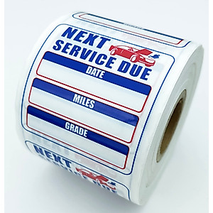 Oil Change Stickers 250 Pcs Per Roll-Service Reminder Stickers-2 inches x 2 inches Premium Clear Stock-Windshield Stickers-Checkered Flag- Peel & Write and Stick with No Residue Car Sticker