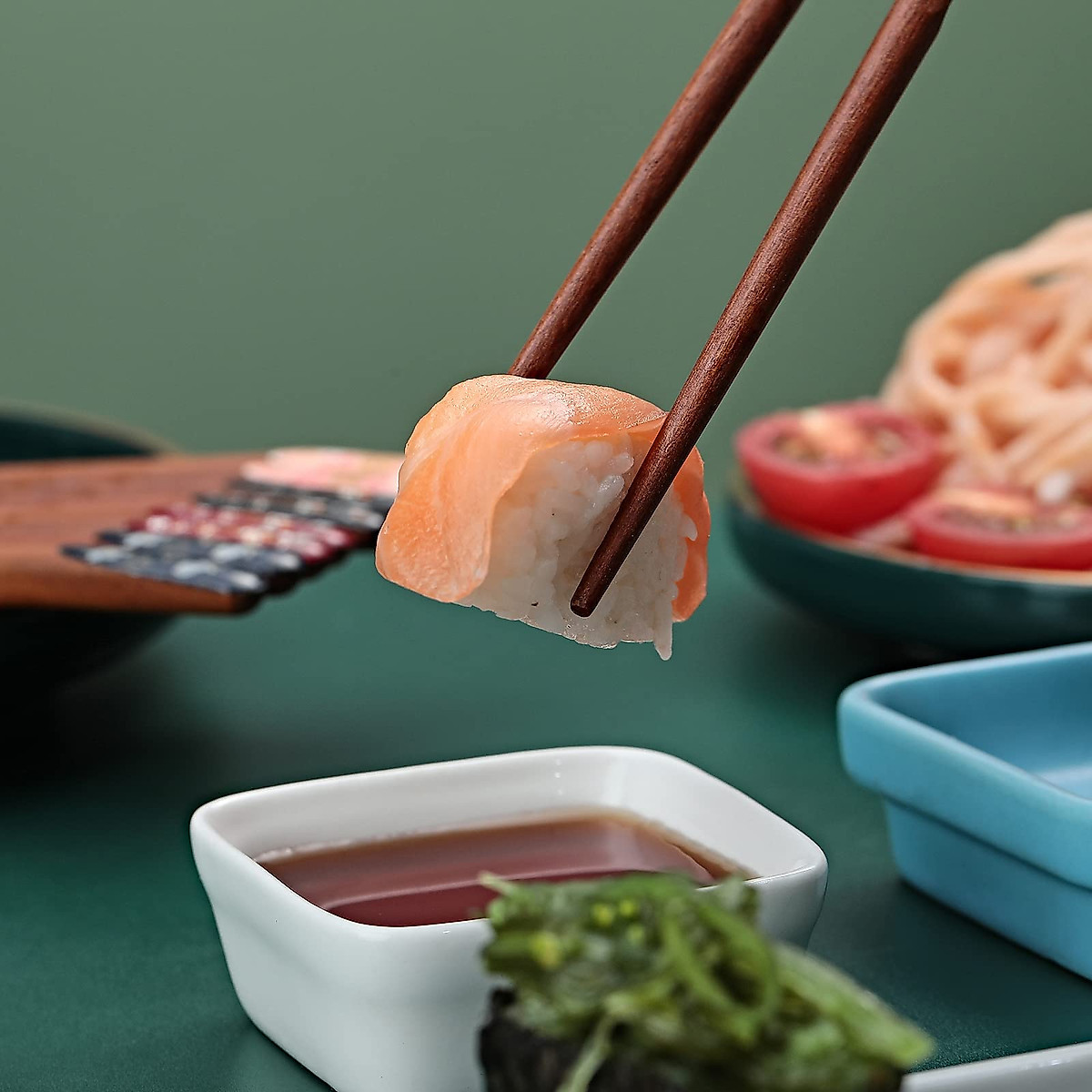 Cooking Wooden Japanese Chopsticks Reusable-Personalized Chopsticks Dishwasher Safe, Fancy Fun Sushi Easy Chopsticks