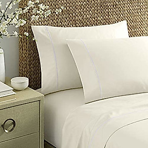 Nautica - Queen Sheets, Cotton Sateen Bedding, 400 Thread Count, Silky Smooth & Wrinkle Resistant (Regatta White, Queen)