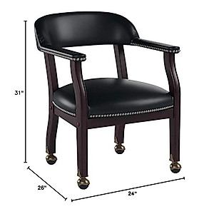 Boss Captain’s Chair In Black Vinyl W/ Casters