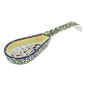 Blue Rose Polish Pottery Prairie Garden Large Spoon Rest